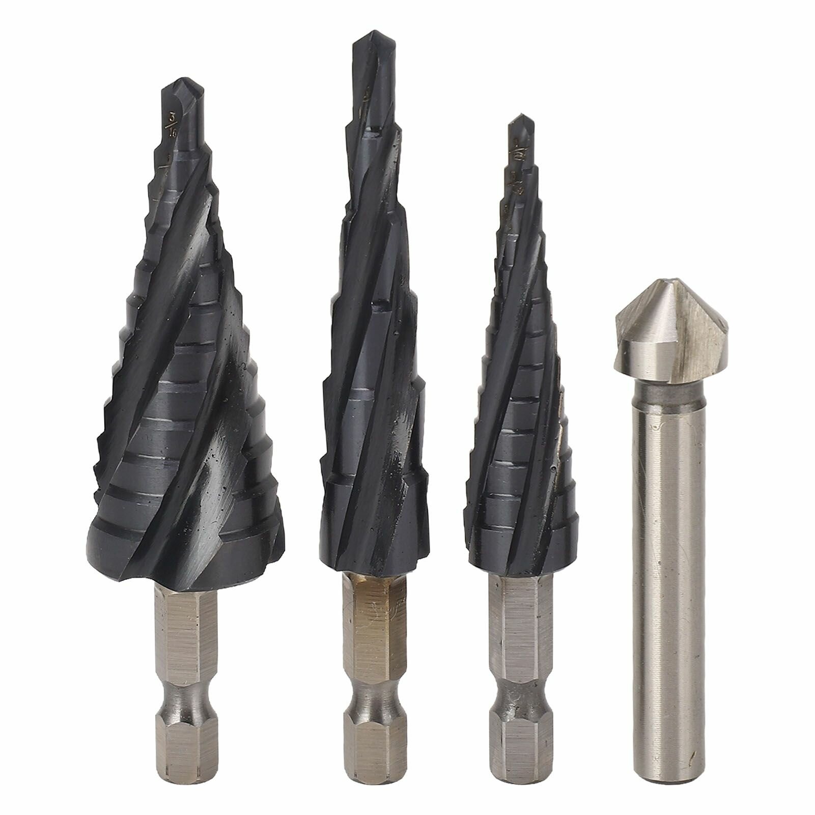 Ступенчатое сверло M35, набор 4 спиральные канавки, 1/4-дюймовый хвостовик, кобальтовое для металла, дерева, пластика, инструмент для сверления