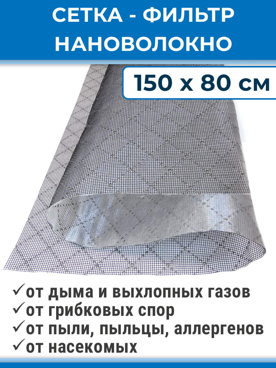 Сетка - фильтр 150x80 см с мембраной из нановолокна для окон и систем вентиляции