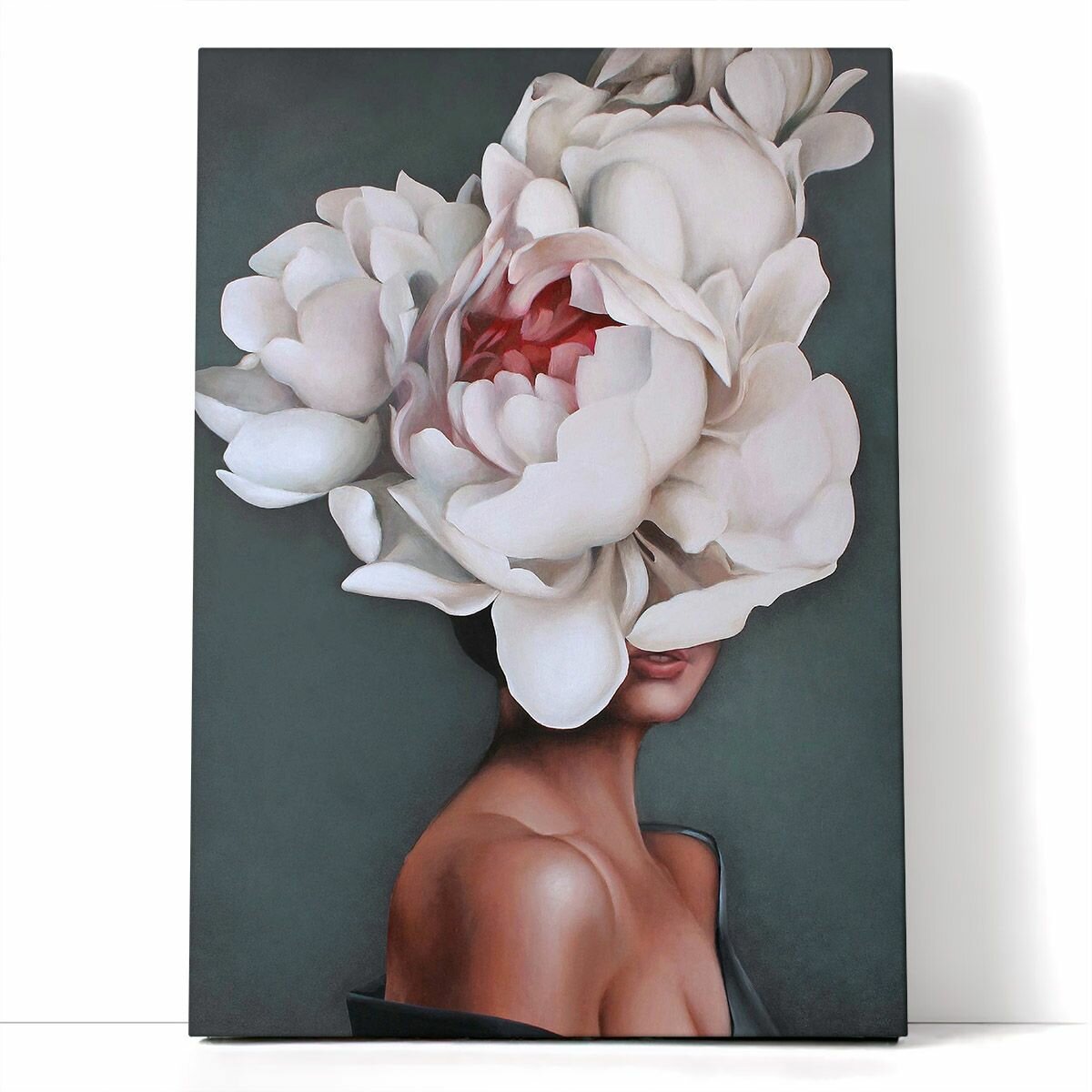 Интерьерная картина на холсте/Девушка с пионами (10)