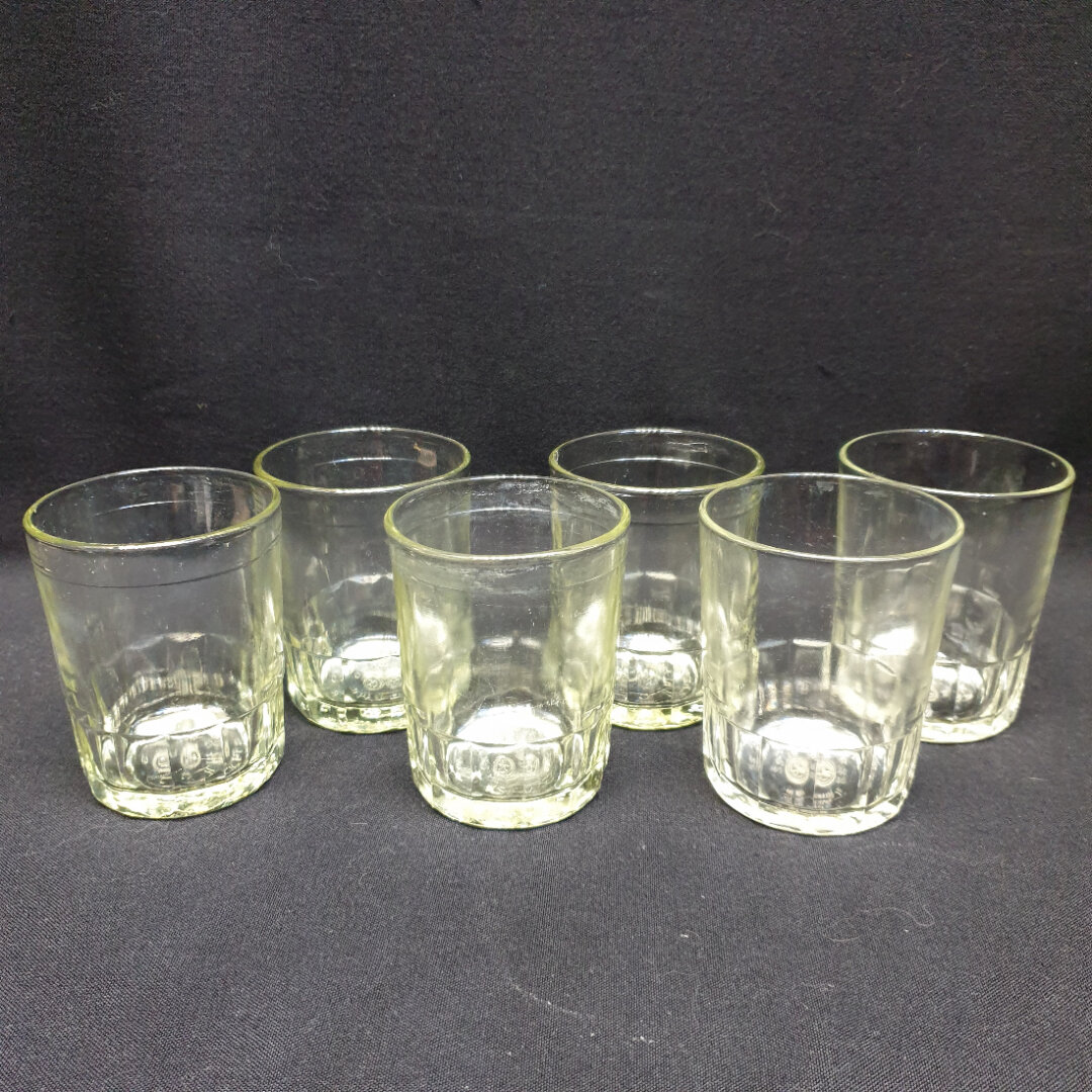 Набор стаканов 6 шт, Уршельский СЗ, стекло, 250 мл. Винтаж, СССР.
