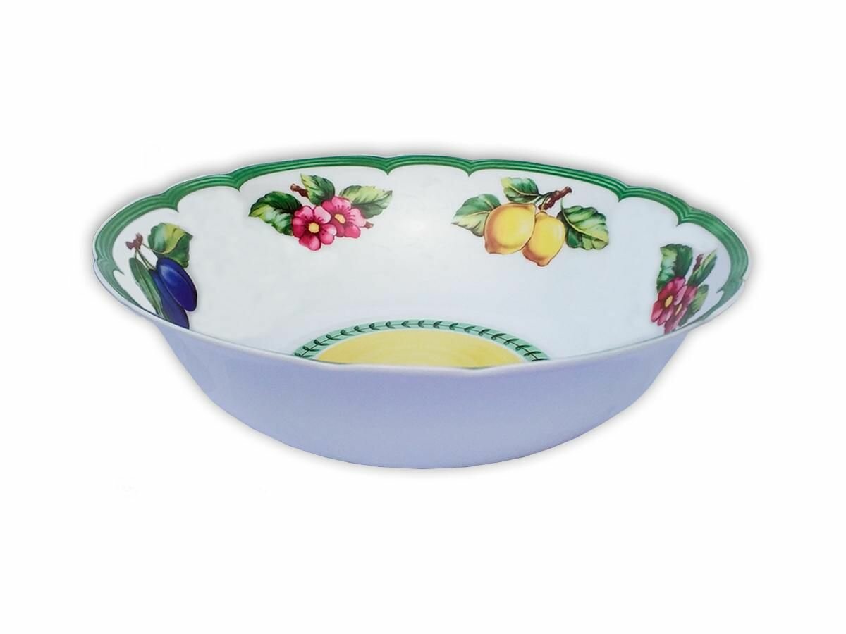 Салатник круглый 23 см "Роза", декор "Фрукты"