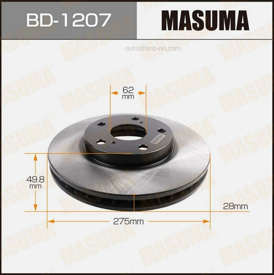 MASUMA BD1207 Диск тормозной MASUMA, front TOYOTA CAMRY, IPSUM, NOAH, AVENSIS/ ACV3# [уп.2]