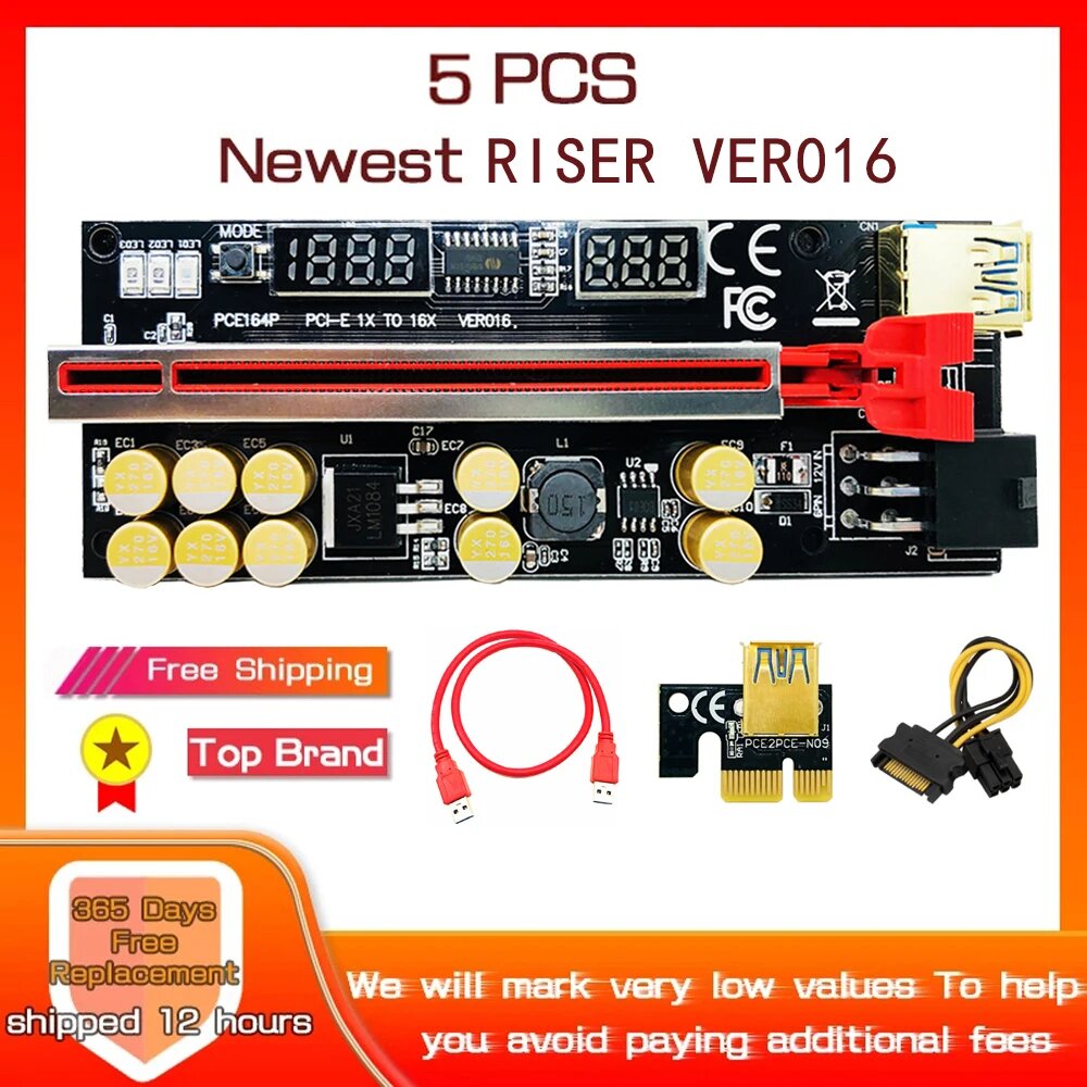 5PCS PCIe Riser VER016 для видеокарты
