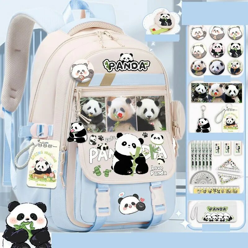 Детский студенческий рюкзак с изображением гигантской панды большой вместимости/защита позвоночника/полный учебный набор