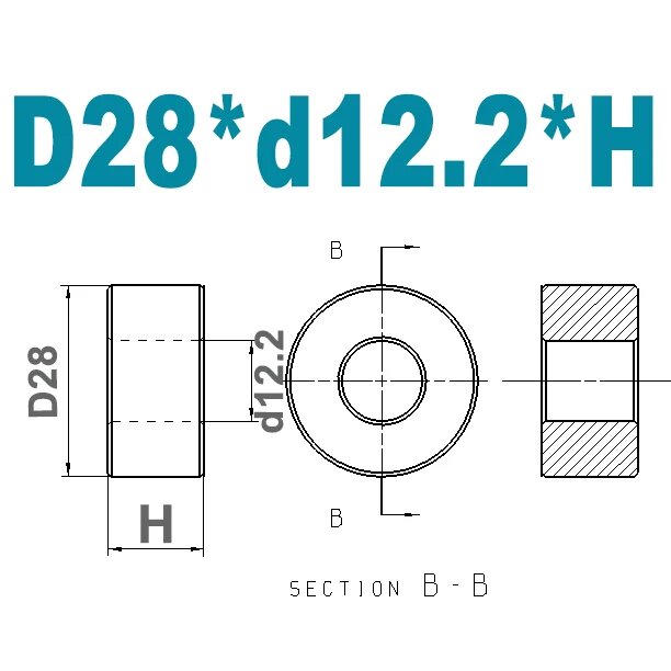 Проставные шайбы DUOJUE из алюминия диаметром 28 мм D28xd12.2xH, H15(3pcs)