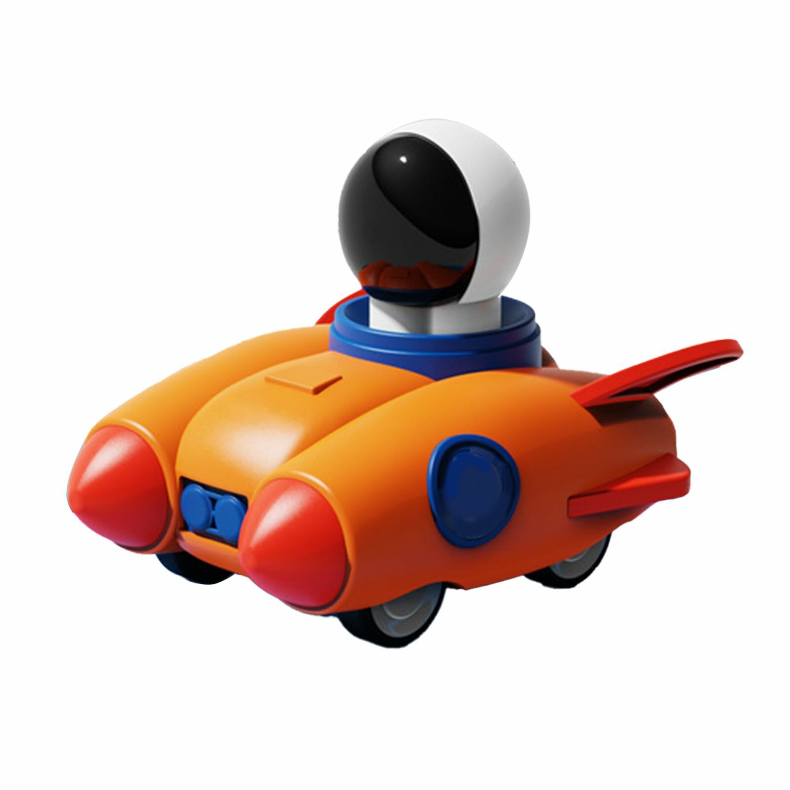 Игрушечная машина для прессы, милый дизайн в виде ракеты, прочный пластик, машина для прессы и движения для мальчиков и девочек, оранжевый цвет