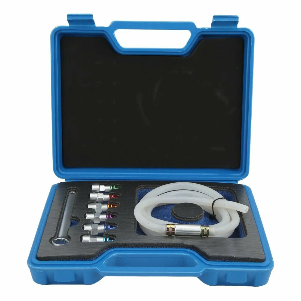 Универсальный набор гаечных ключей для прокачки тормозов. С 6 адаптерами 7-12 мм, сливной шлангом. Подходит для различных транспортных средств.