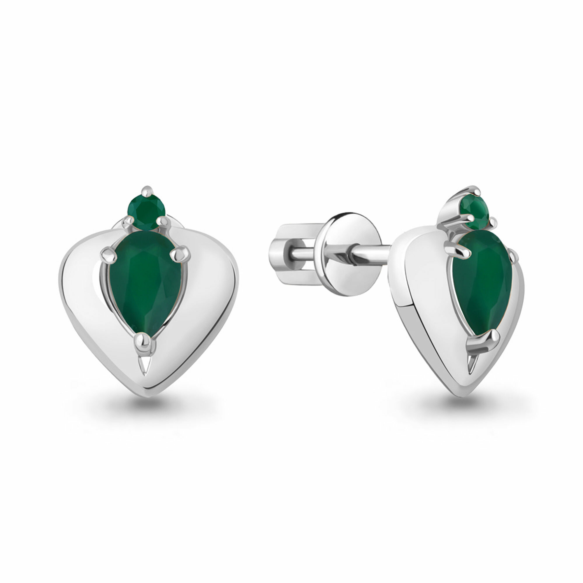 Серьги пусеты, серебро, 925 проба, родирование, агат