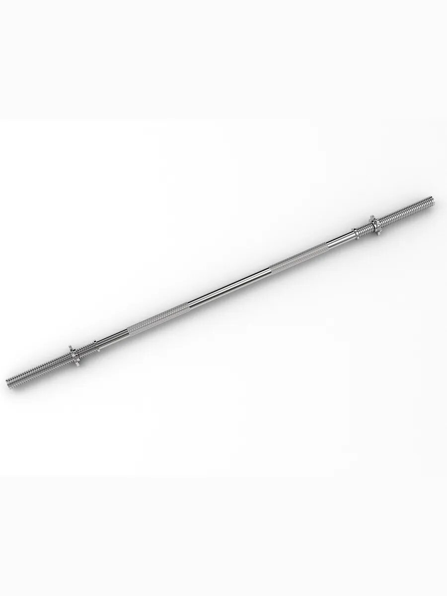 Гриф прямой хромированный UNIX Fit L-1,8 м для штанги UNIXFIT, d-25 мм, с насечками, замок-гайка, нагрузка до 160 кг