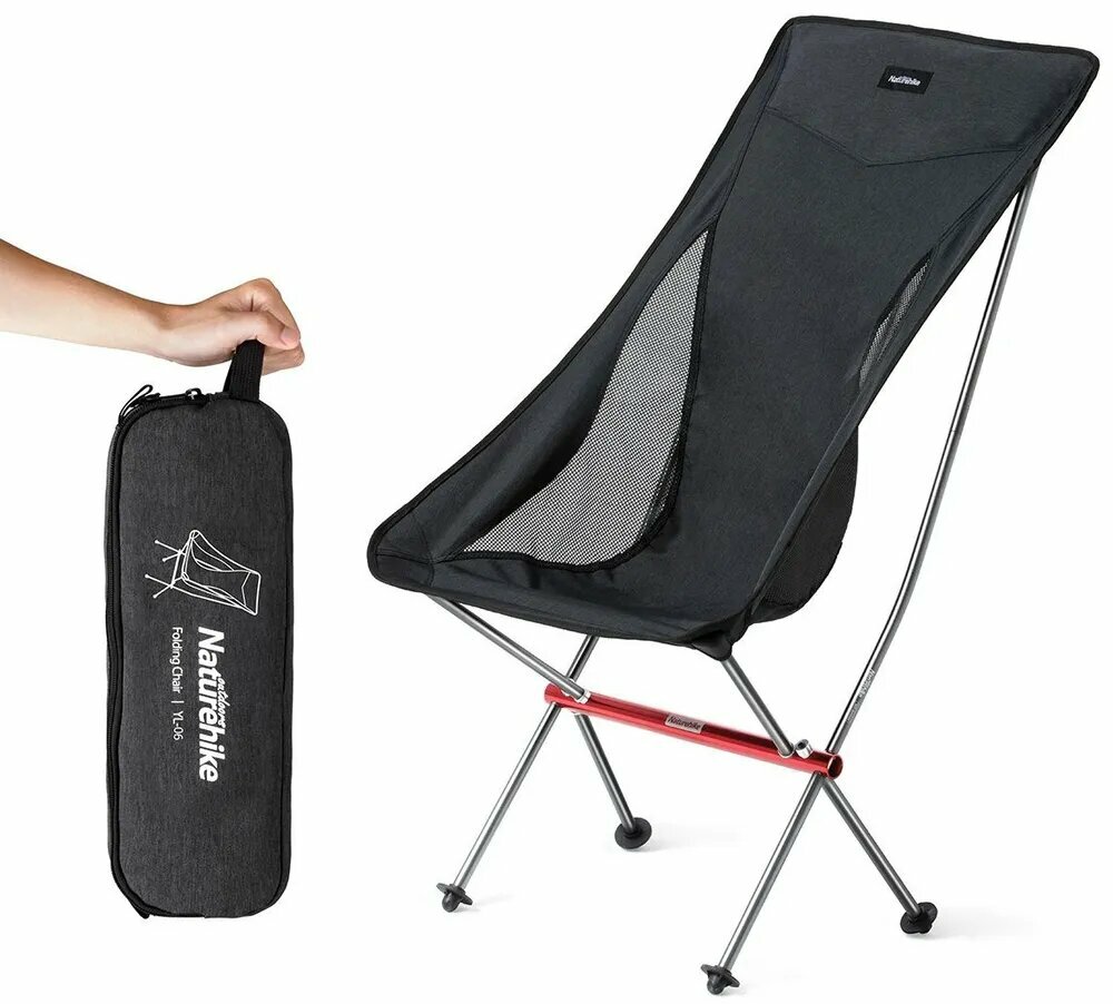 Стул туристический Naturehike 102 см x 50 см x 48 см, складной, черный