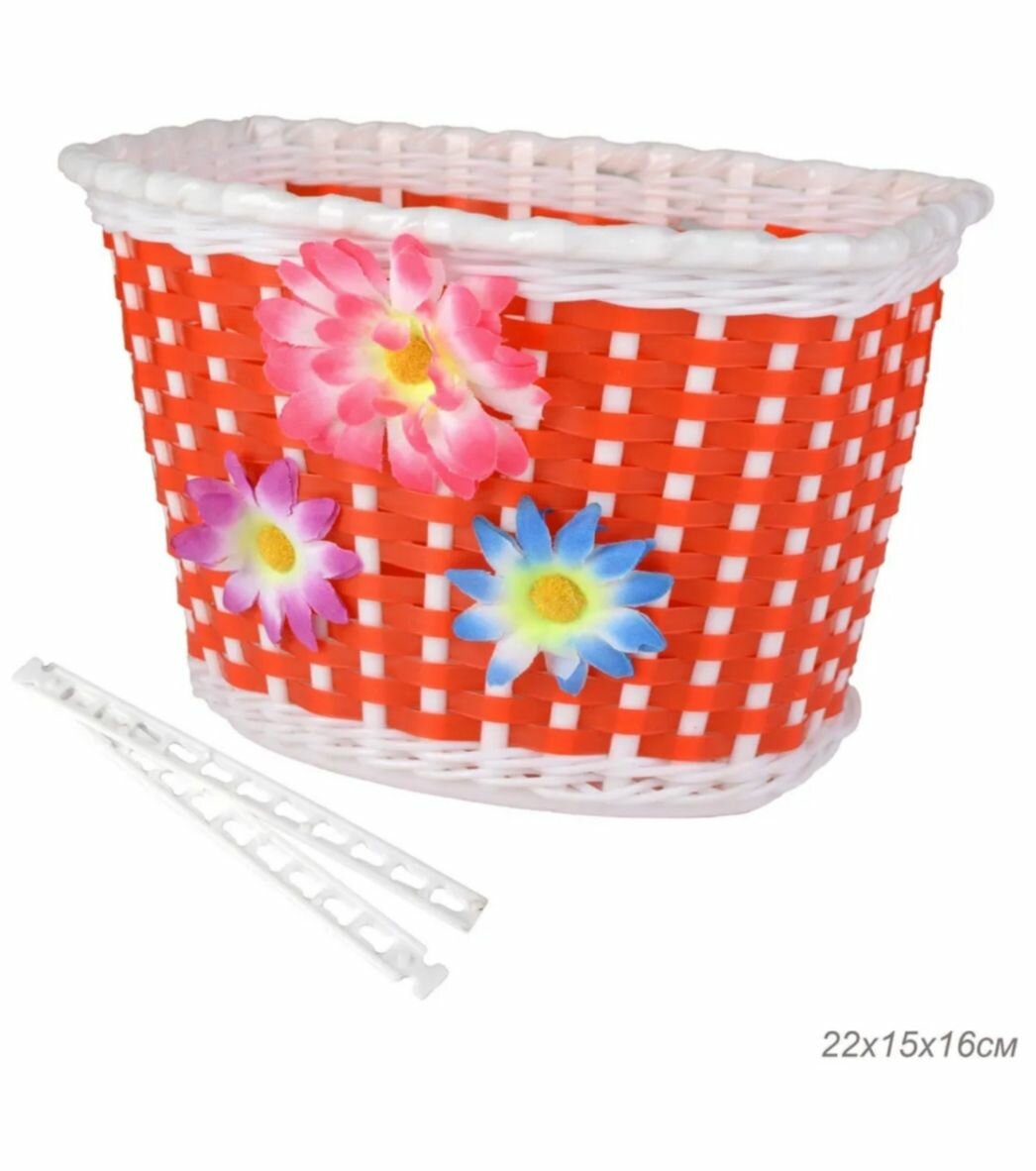 Корзина для детского велосипеда плетёная / корзина красная 22х16см