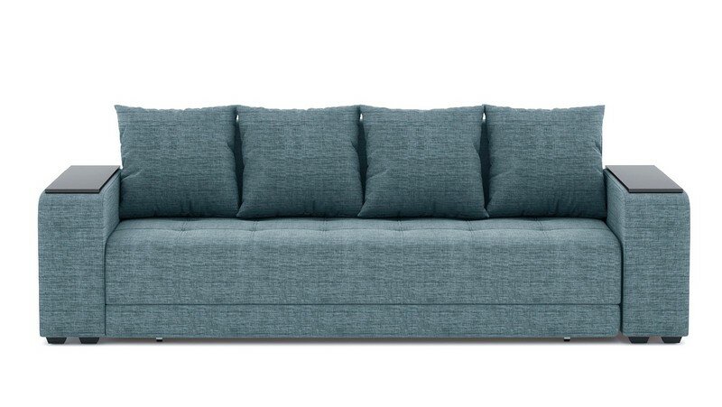 Прямой диван "Дубай Лайт" механизм еврокнижка, в ткани рогожка дрим блю