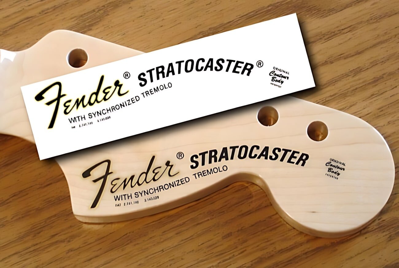 Наклейка декаль на голову грифа гитары "Fender Stratocaster 1968-1970" Струнки. ру