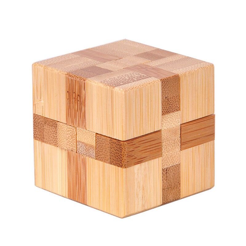 Игрушка для взрослых versatile 3d eco-friendly bamboo wooden, challenging iq brain teaser burr, b irregularcube