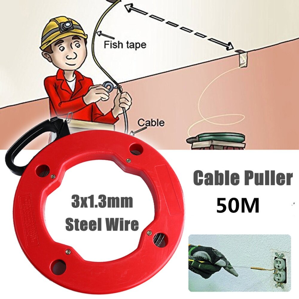 Проволочный кабель, стекловолокно, рыболовная лента, катушка, кабелепровод, тяговый стержень, тяговый тяговый механизм # 50M