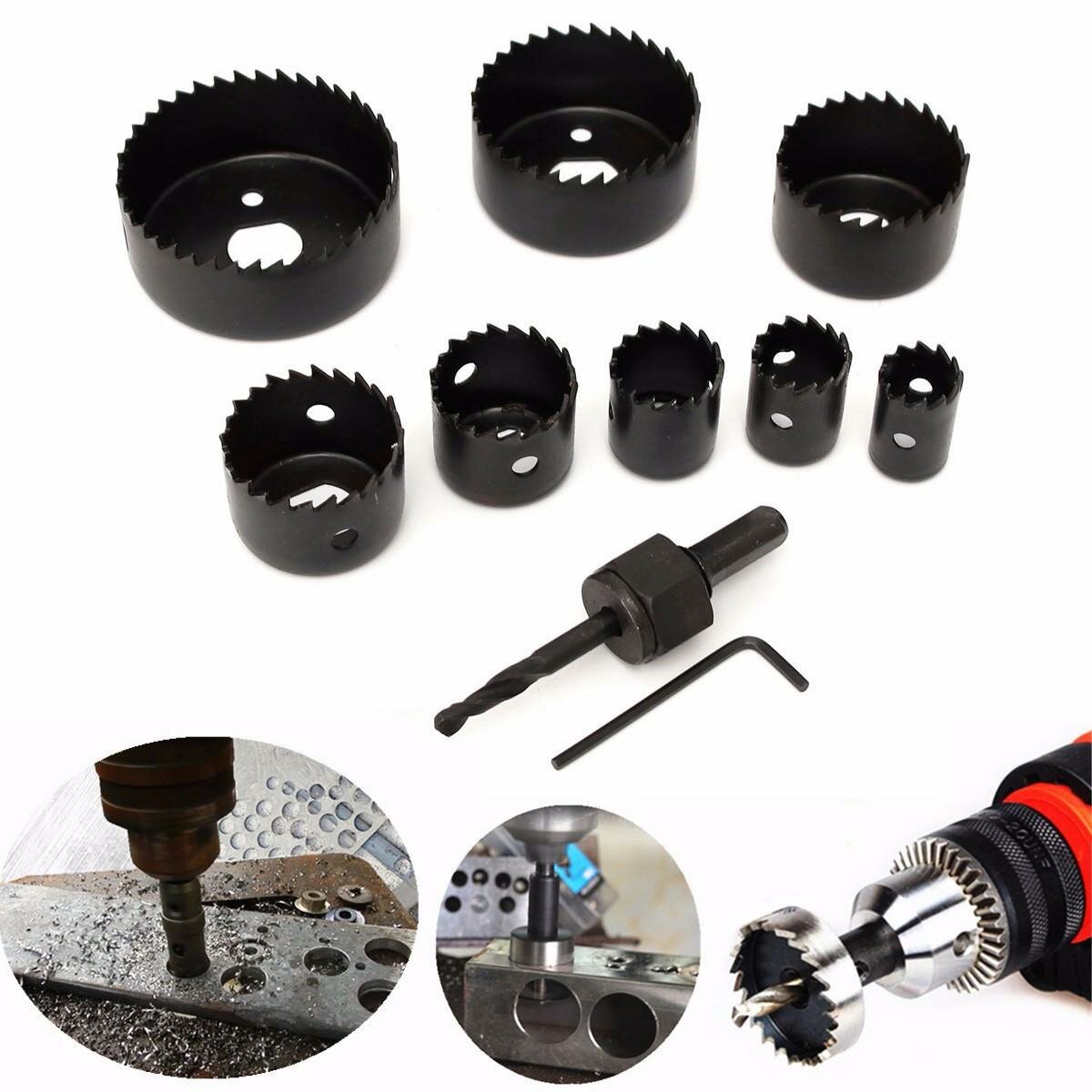 8 в 1 столярное оборудование для резки дерева спиральное сверло кольцевая пила набор резаков из ПВХ 19-64 мм