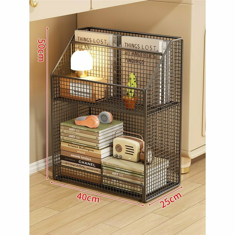 Полка вогдаль, металл, угловая, 2 уровня, черный, 40х25х50 см