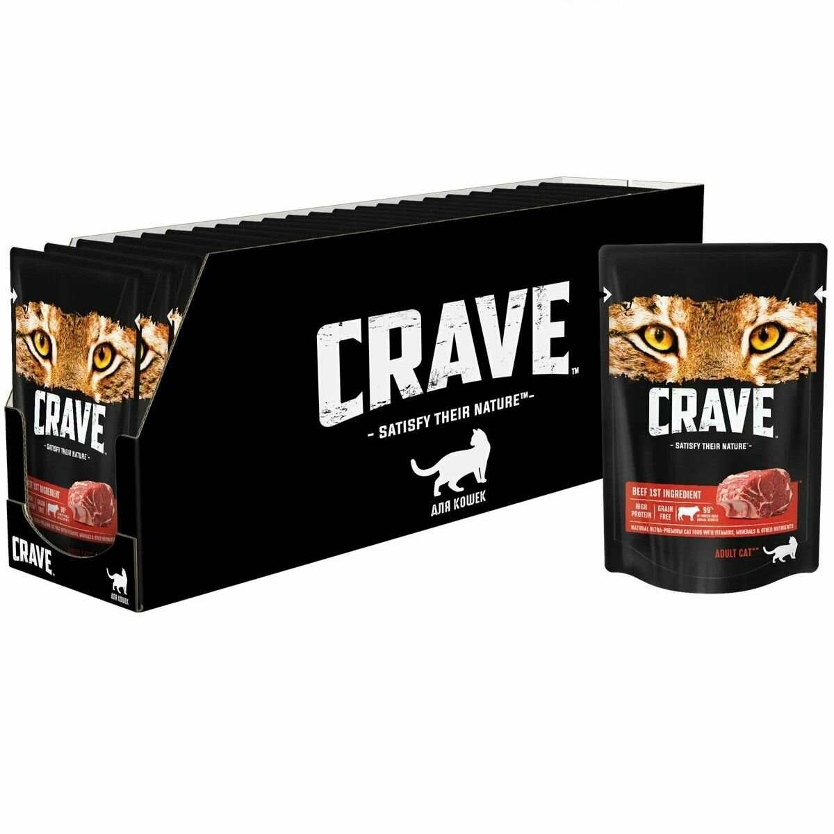 Crave пауч для кошек Говядина 70г (30 штук)