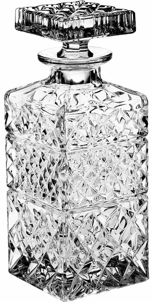Прозрачный хрустальный графин для виски с крышкой, объем 0.7 л, элегантный дизайн, идеален для сервировки