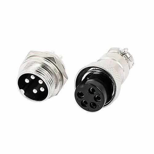 Разъемы "авиационные" GX12 5-контактные (5pin), комплект мама+папа / Разъемы цилиндрические малогабаритные GX (Н)