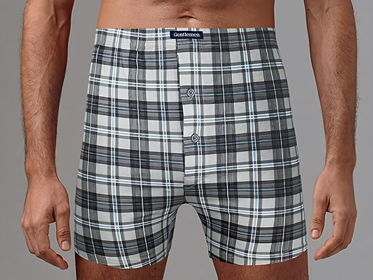 Хлопковые мужские трусы-боксеры в клетку, серые, размер XXXL, комфорт и стиль