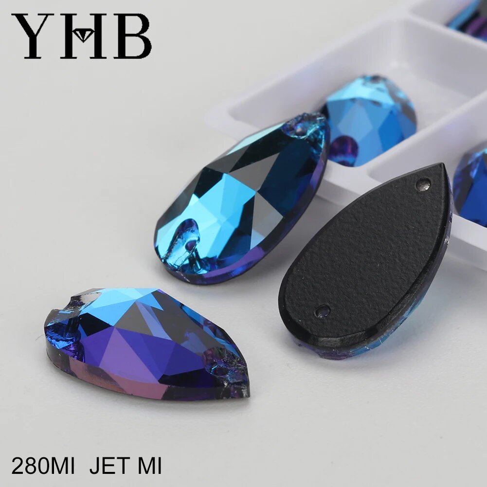 YHB стеклянные кристаллы-капли для пошива Фиолетовый, 24pcs 10.5mm 18mm, 280MI JetMI