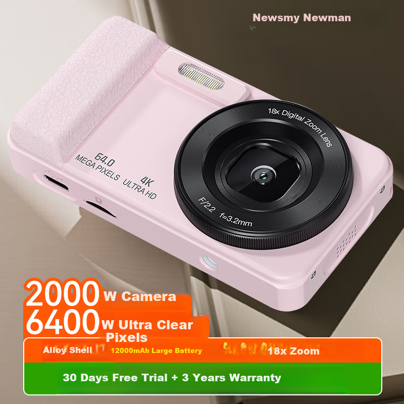 Newsmy N3 digital camera 6400W HD pixel student camera CCD replacement portable portable vlog card camera entry camera AF focus 128GB Sakura pink