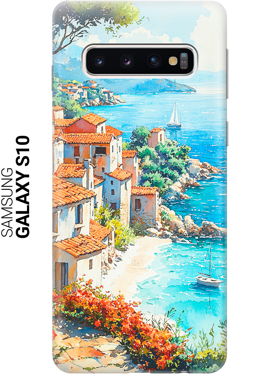 Силиконовый чехол на Samsung Galaxy S10 с принтом "Побережье Средиземноморья"