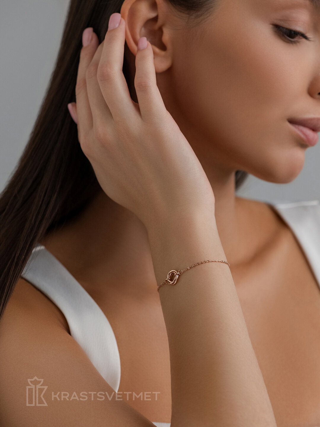 Браслет-цепочка, красное золото, 585 проба