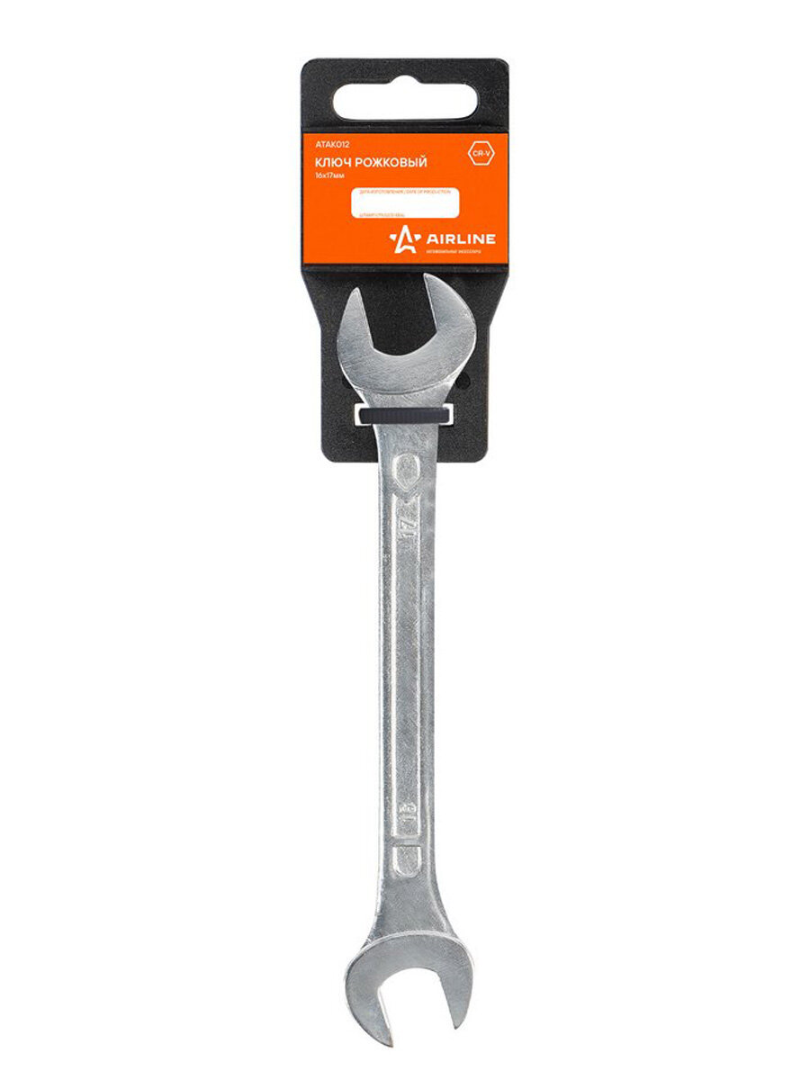 Ключ рожковый Airline ATAK012, хромованадиевая сталь, твердость 42-47 HRC, 16x17 мм