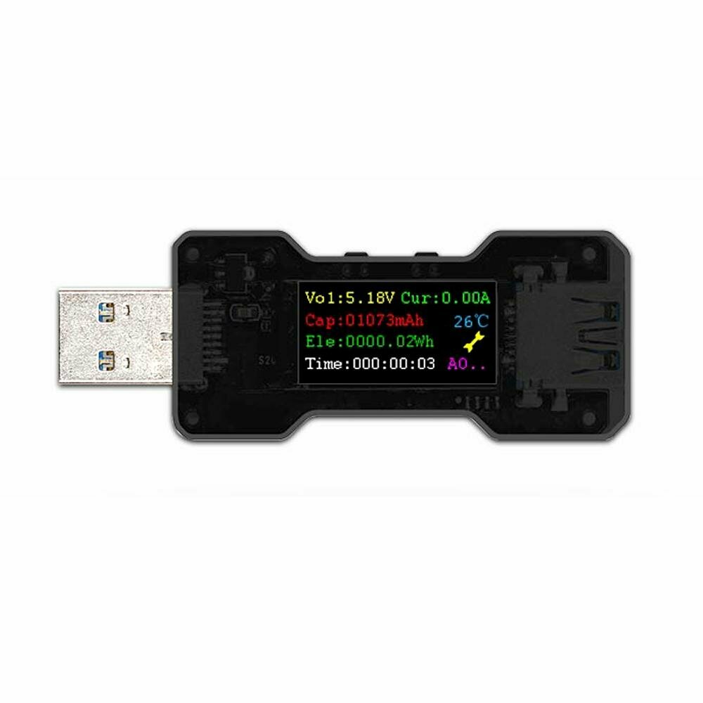 FNB18 USB-тестер с цветным экраном, цифровой вольтметр постоянного тока, амперметр, измеритель напряжения, амперметр, детектор, индикатор зарядного устройства Power Bank
