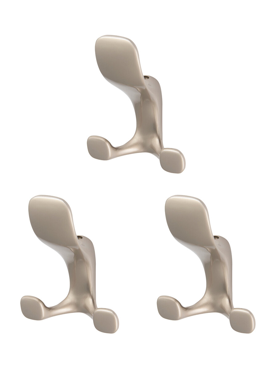 Крючок мебельный трехрожковый EDSON полированный никель (комплект 3 шт.)