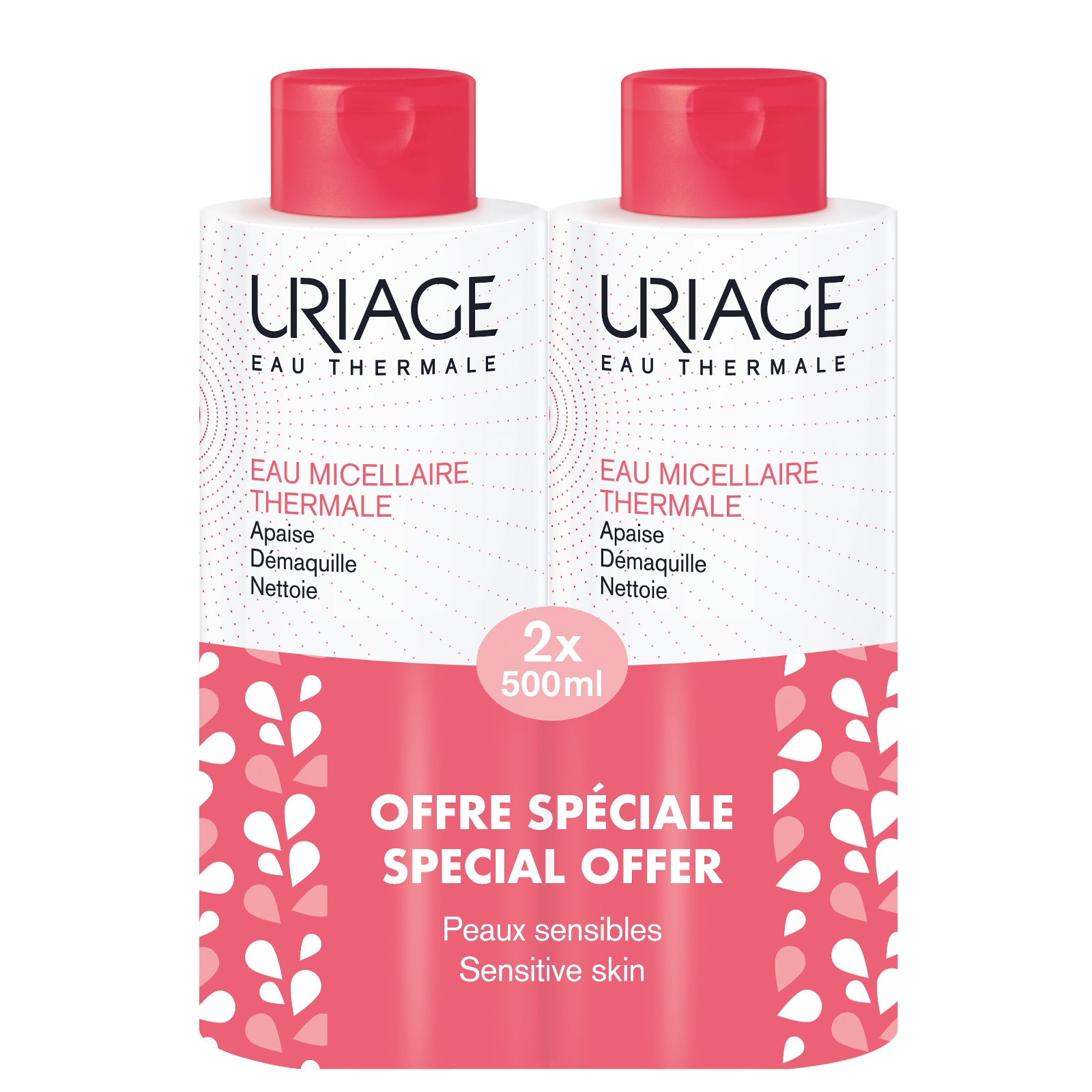 Очищающая мицеллярная вода Uriage Eau Thermale Micellar Water, Для чувствительной кожи, 2 х 500 мл