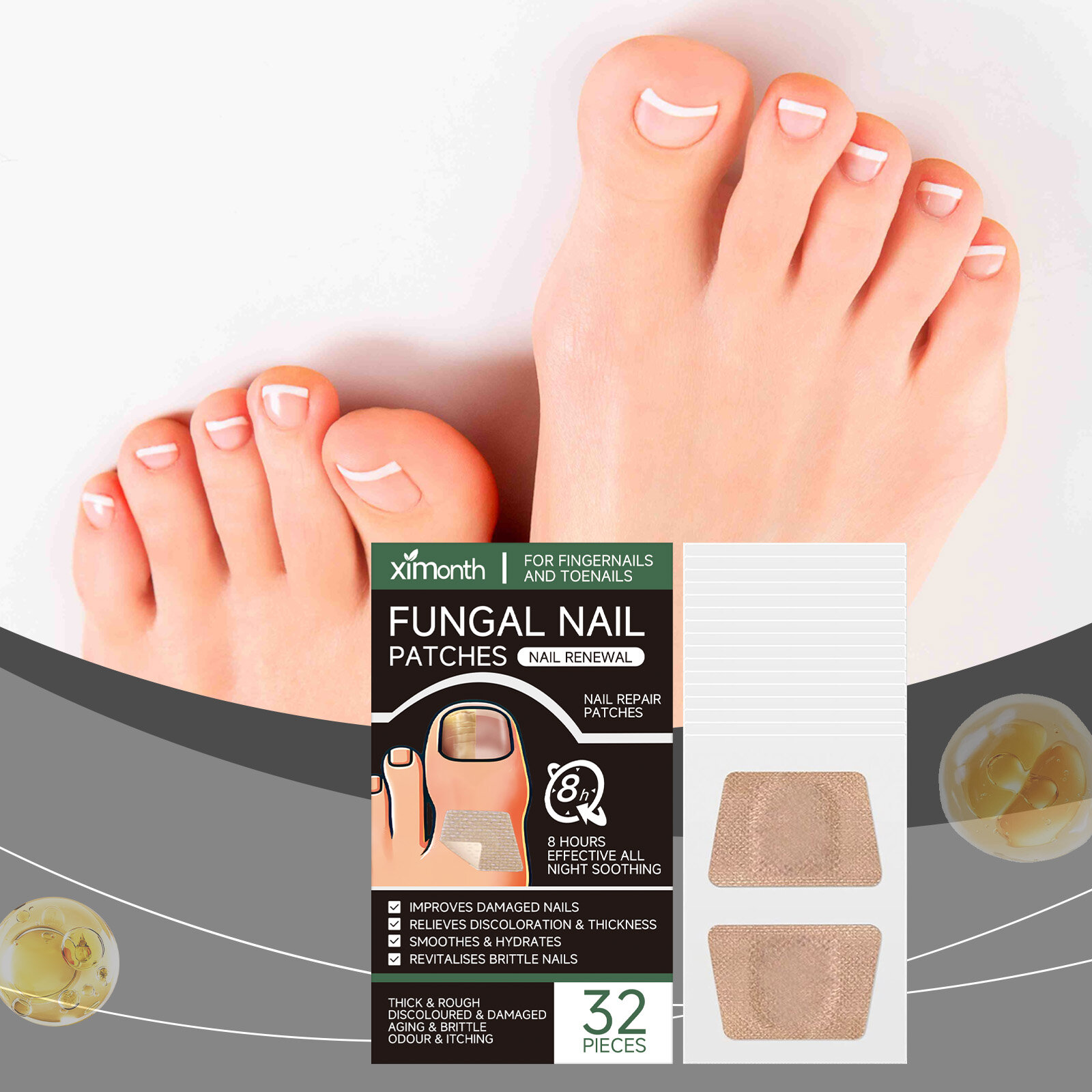 Пластырь для восстановления ногтей Бережно восстанавливает ногти рук и ног, придает им естественный блеск, удобный пластырь для ухода