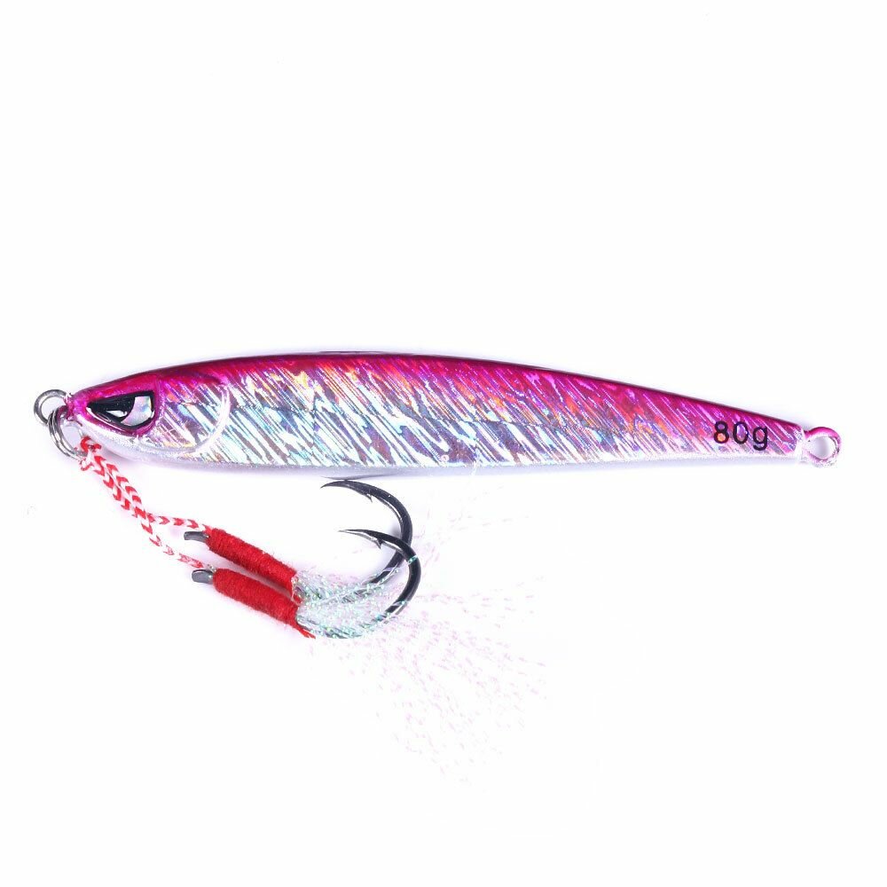 Приманка Hengjia для морской рыбалки, одиночный крючок 80G, длинная забросная лазерная металлическая приманка с железной пластиной, синий нож