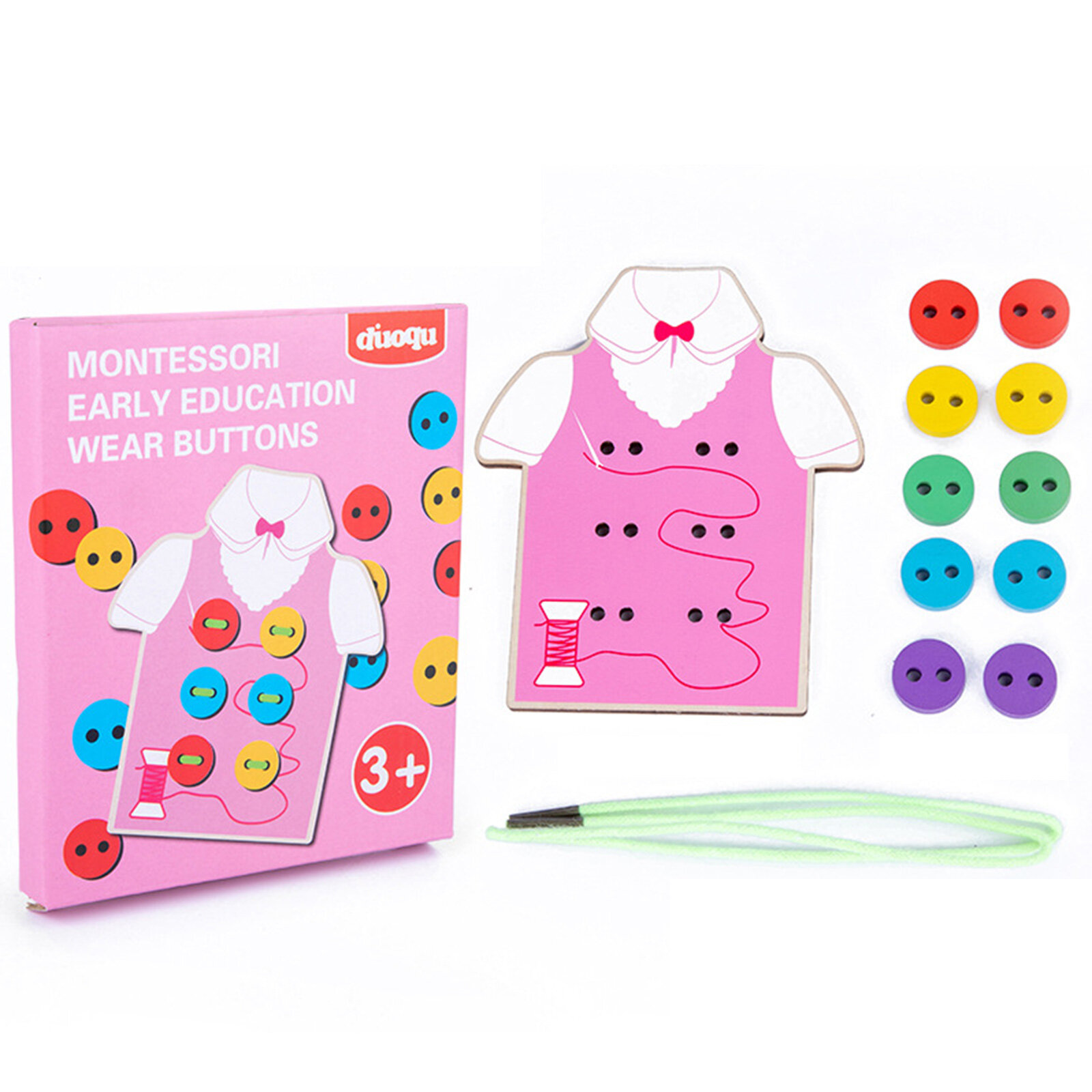 Обучающая Пуговица Для Шитья Нитками Игрушка-Головоломка Для Обучения В Детском Саду Реквизит Для Мелкой Моторики Раннего Обучения Подарок Для Малышей