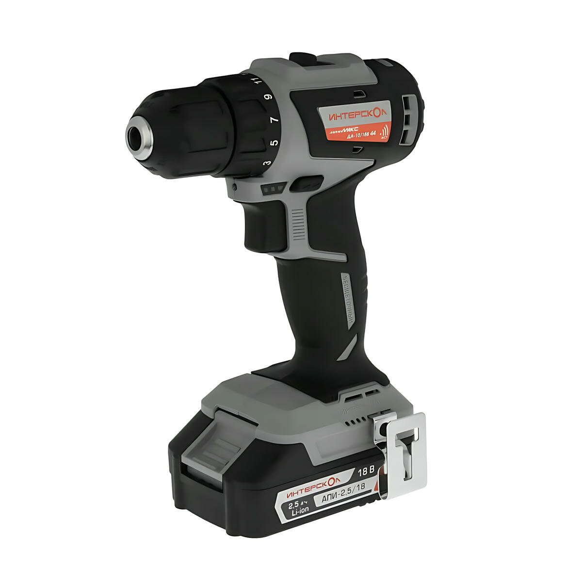 Дрель аккумуляторная ИНТЕРСКОЛ ДА-10/18В 44 Мини макс АПИ (2 АКБ х 2.5 Ah, ЗУ, кейс)