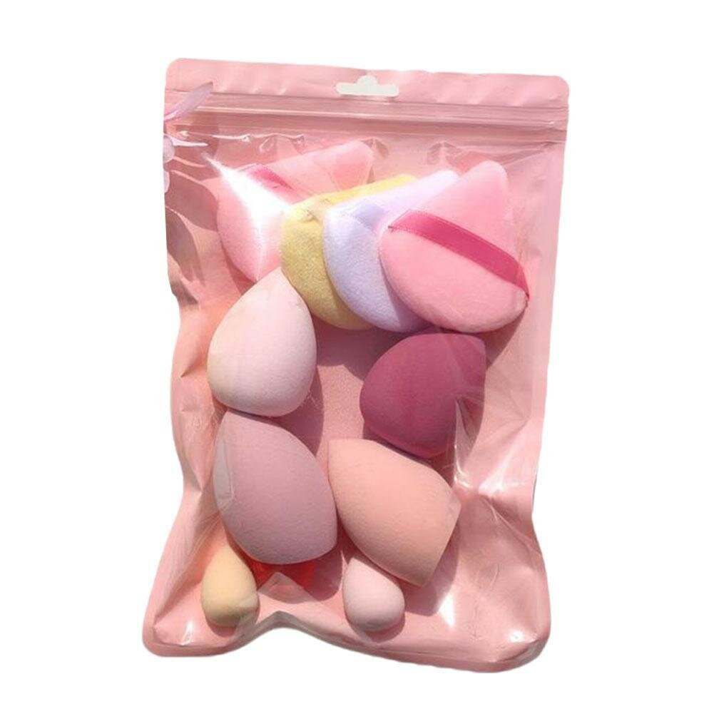 Спонжи для макияжа, набор фиолетовый 11 штуки в футляре. Мягкий большой спонж для жидких, кремовых и пудровых текстур