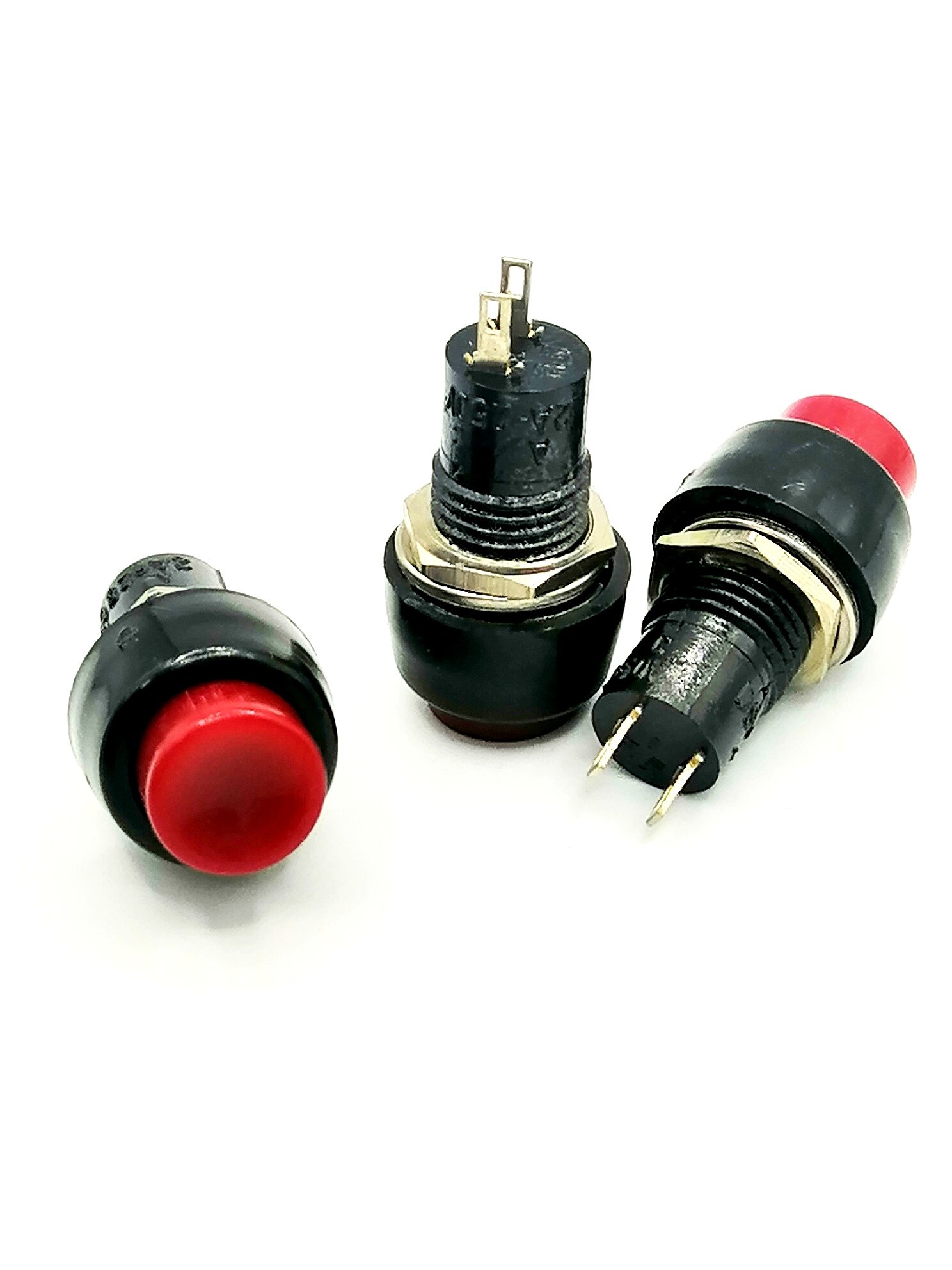 3шт Кнопка PBS-20A на блок с фиксацией 15мм красная (DS-450) 1A 250V, отверстие для монтажа 10мм