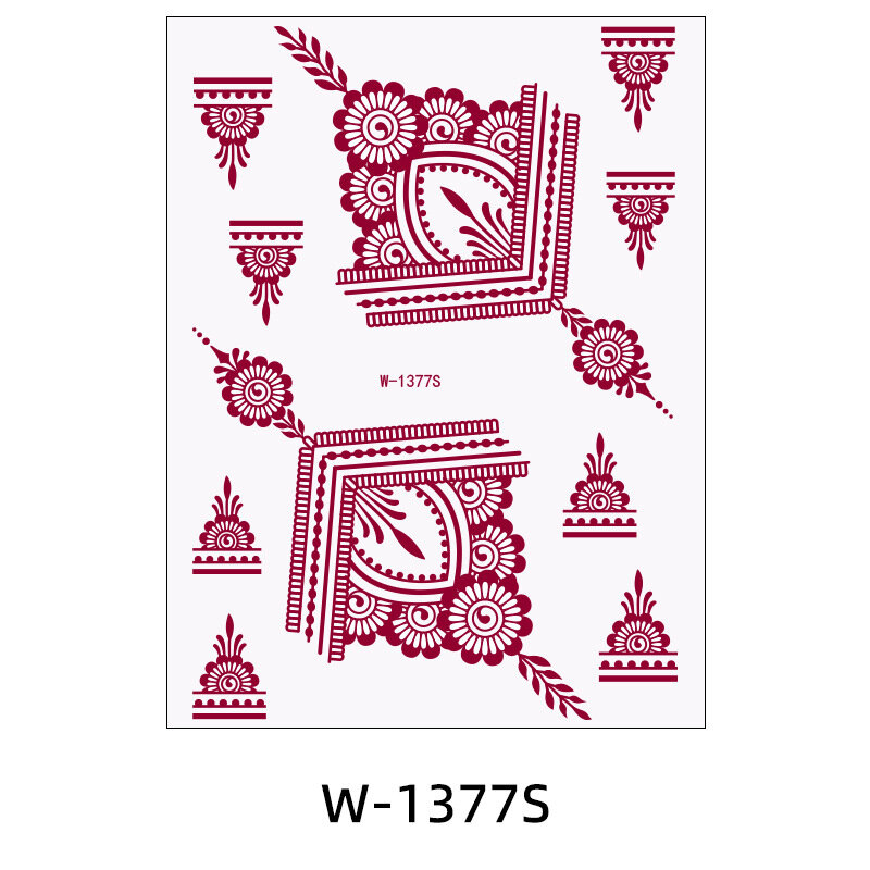 Татуировка хной W-1377S, водонепроницаемая, коричневая, 148x208мм