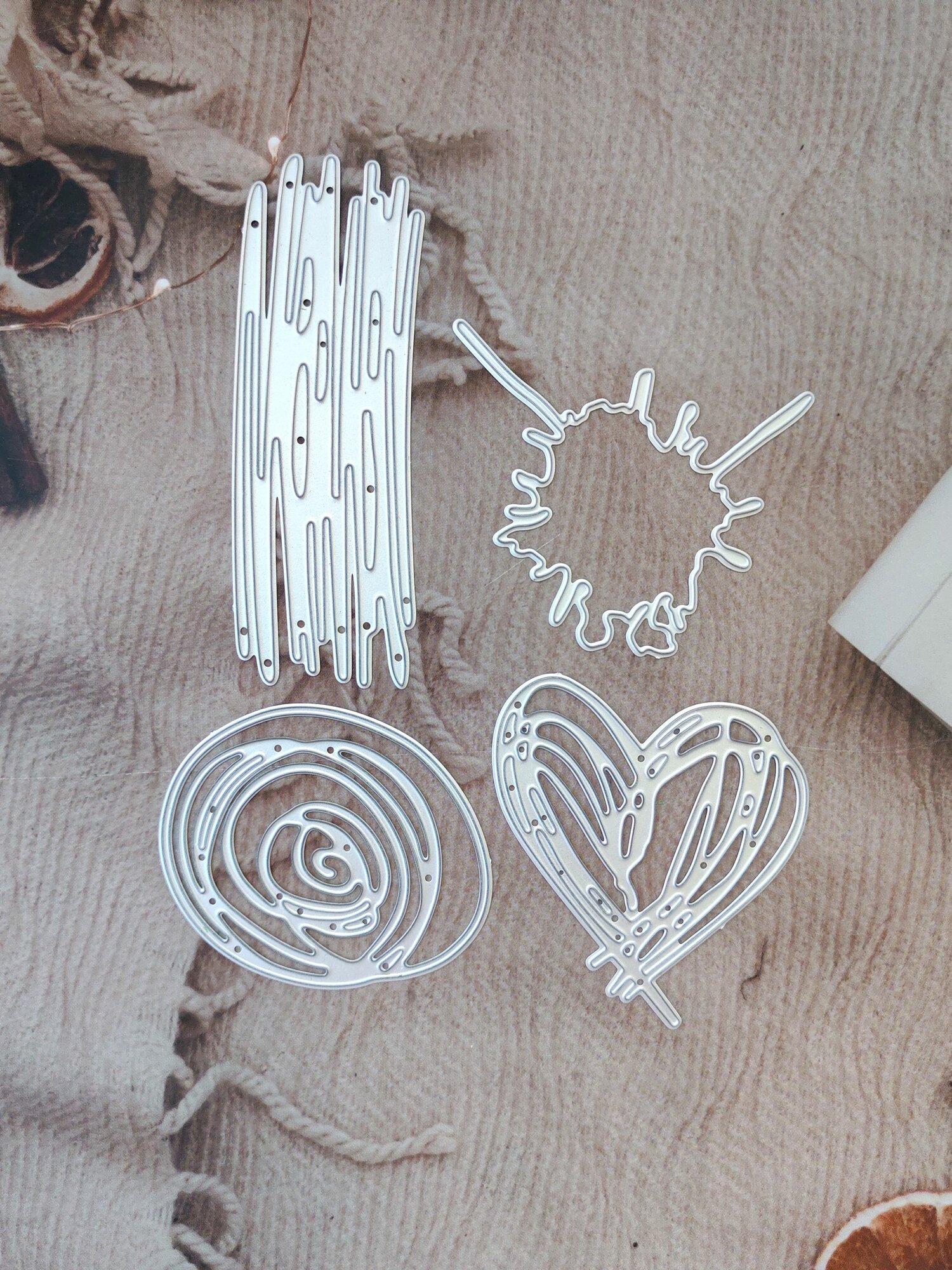 Нож для вырубки и тиснения "Кляксы", 9,2*3,6см, 6,3*6,2см, 6,8*6см, 6,3*5,2 см, для машинки для вырубки, скрапбукинга и рукоделия