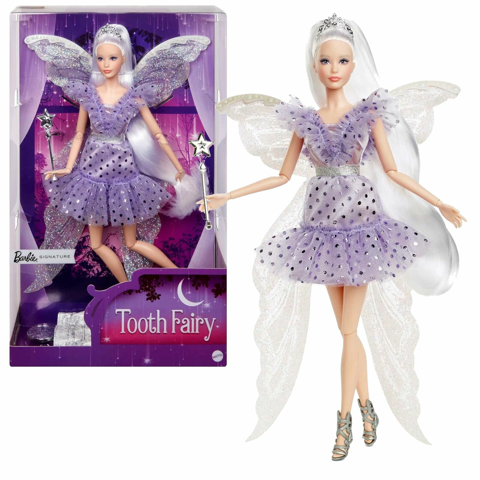 Кукла Barbie Signature, Зубная фея, мерцающие крылья феи, палочка и тиара HBY16