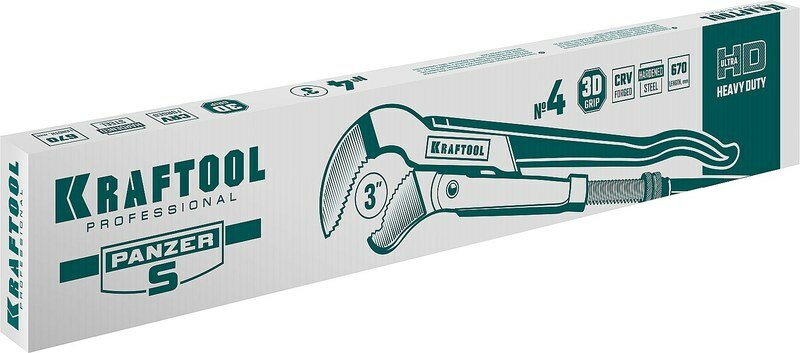 Ключ трубный Kraftool 2733-30_z02 Panzer-S, №4, 3, 670мм, с изогнутыми губками