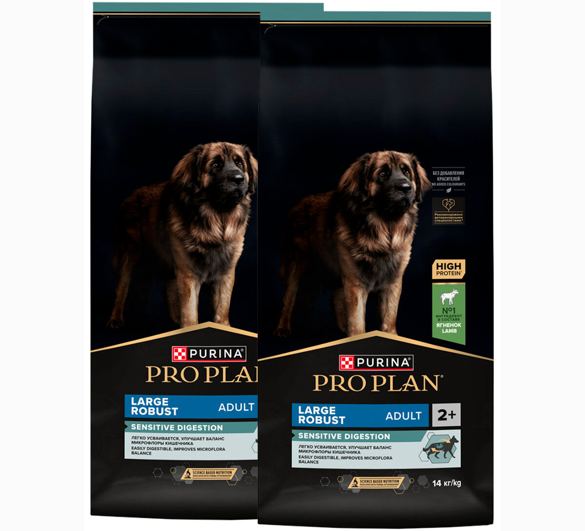 PRO PLAN ADULT DOG OPTIDIGEST LARGE ROBUST SENSITIVE DIGESTION для взрослых собак крупных пород мощного телосложения с чувствительным пищеварением с ягненком и рисом (14 + 14 кг)