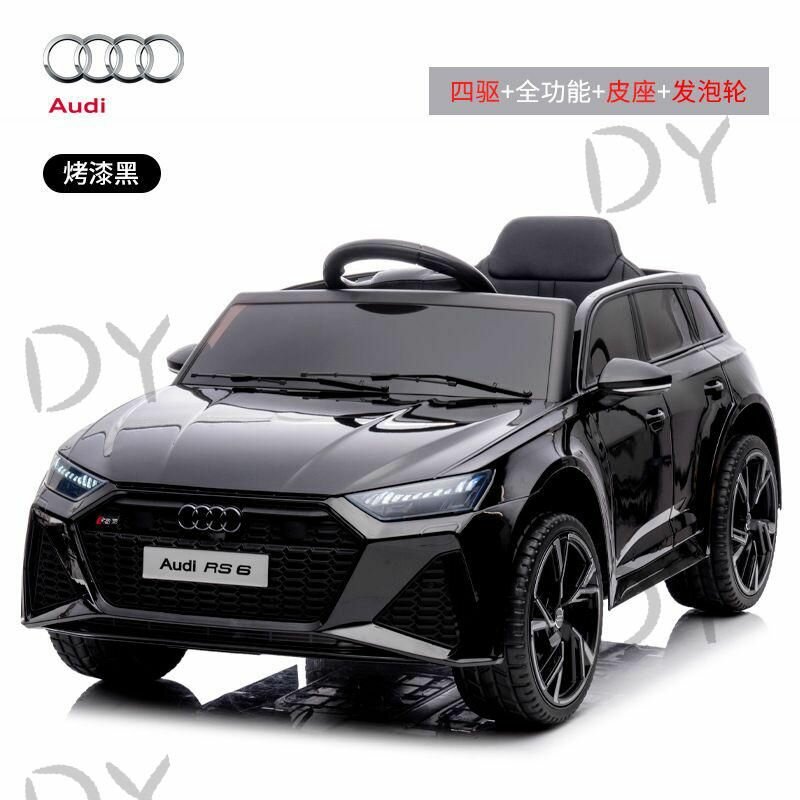 Детский электромобиль Audi RS6, черный глянцевый, с дистанционным управлением