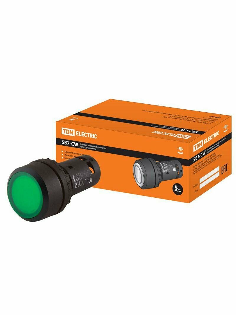 Набор Кнопка SB7-CW3365-24V(LED) d22мм 1з+1р зеленая TDM {SQ0746-0034} (2 шт)