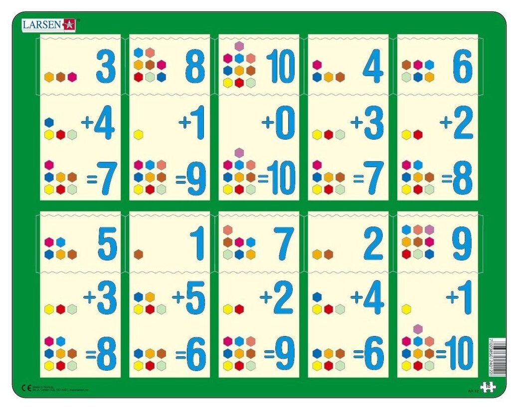 Пазл "Математика" - Сложение, 1-10b, 10 элементов