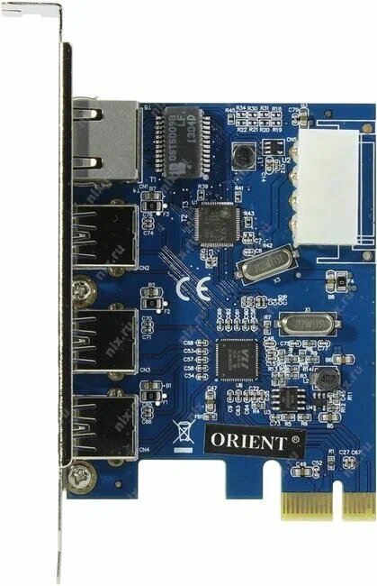Концентратор USB 3.0 3 порта Orient + Gigabit Ethernet port (RJ45)