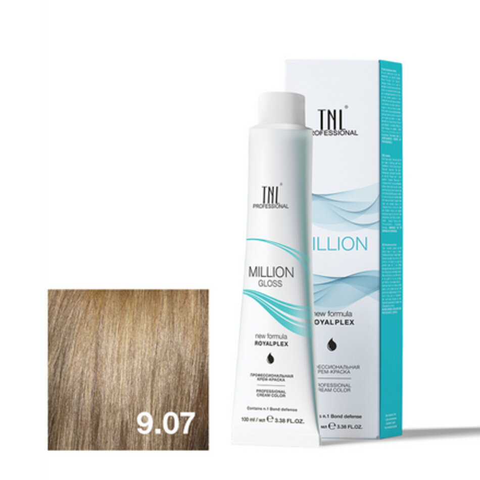 TNL Million Gloss оттенок 9.07 Очень светлый блонд холодный 100 мл