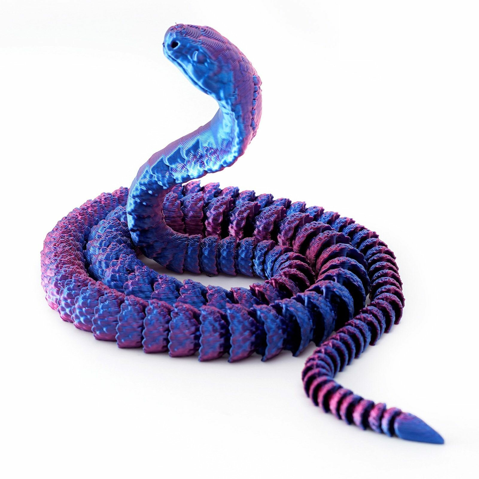 3D-печатная модель шарнирной змеи кобры 25 см